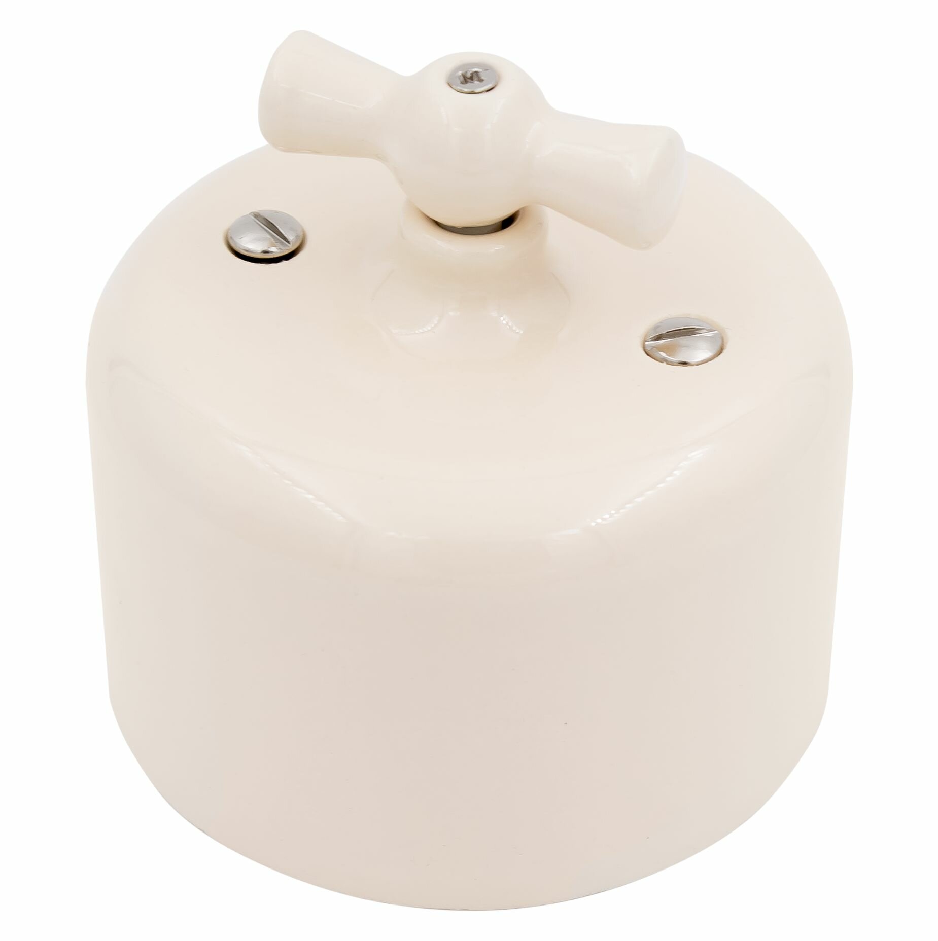 Выключатель/переключатель Jantera поворотный, проходной, одинарный, керамика. Цвет Ваниль