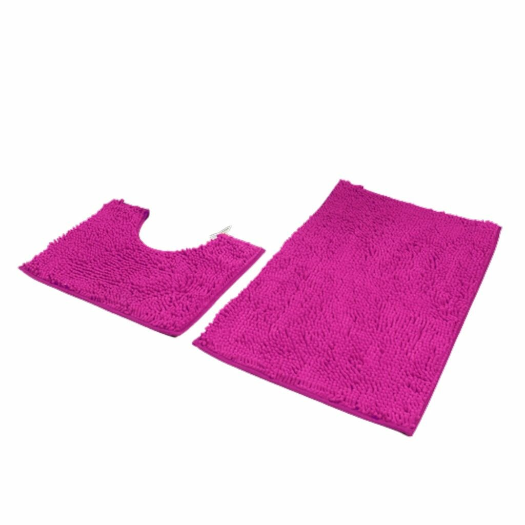 Комплект из 2 предметов, плюшевый ковер из синели для ванной комнаты-розово-красный