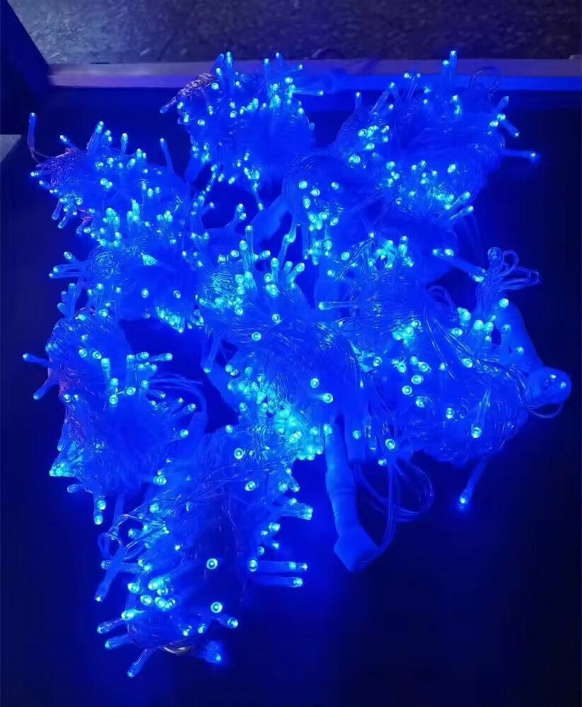 Уличная гирлянда 20м, 200 LED-ламп, синий цвет, 8 режимов, контроллер в комплекте.