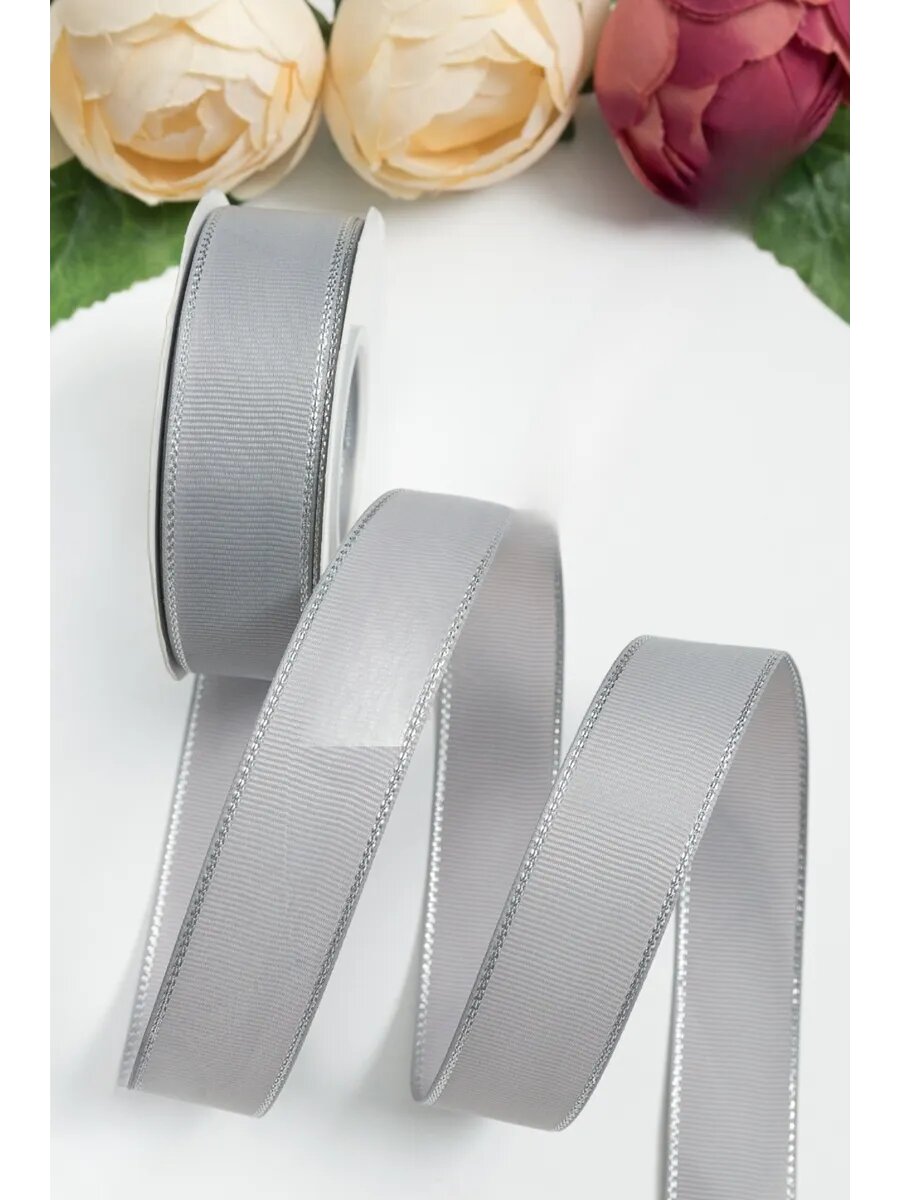 Лента репсовая с люрексом 2,5см (20 ярдов)