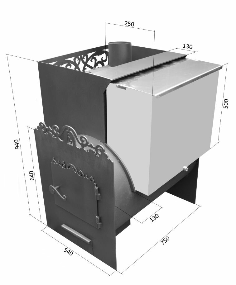 Печь для бани на 3 помещения с Баком 75 литров
