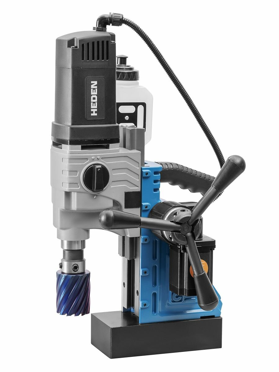 Магнитный сверлильный станок с автоподачей Heden DMA-55. 1700 Вт, до 640 об/мин, корончатыми свёрлами до 55 мм