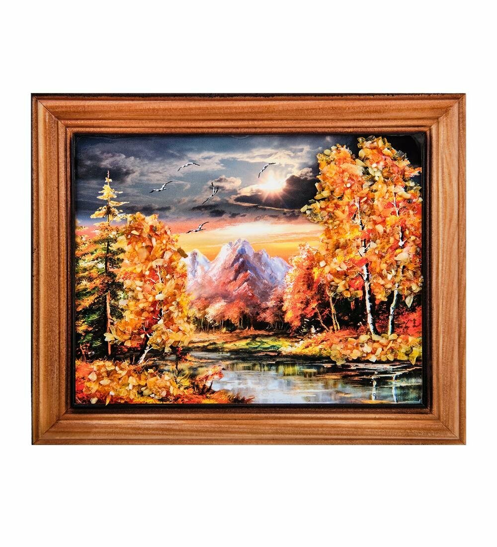 Картина "Красота природы" (с янтарной крошкой) дер. краш. рамка 12х15 A2181823