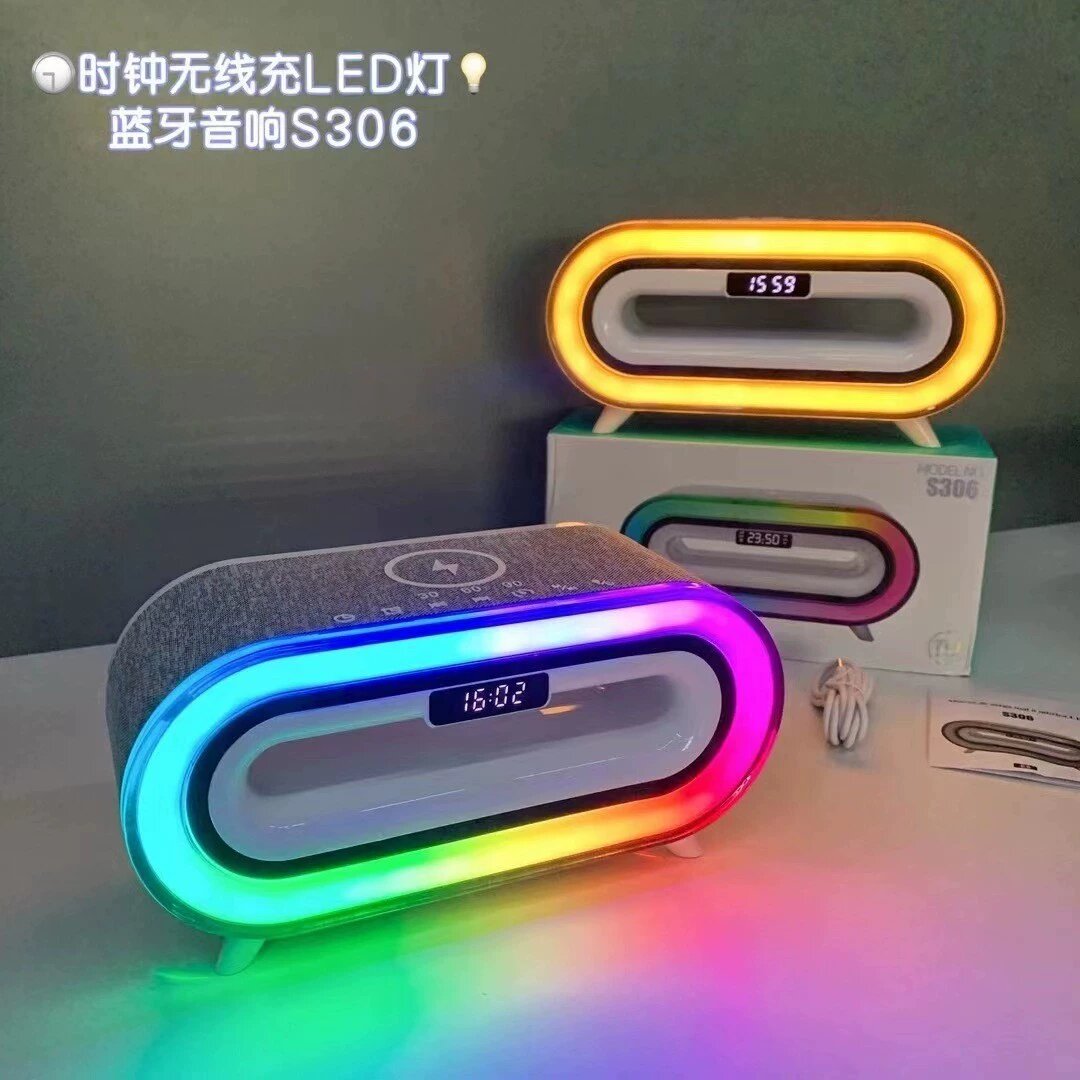 Спустя беспроводная зарядка Bluetooth-динамик атмосфера легкие часы будильник.