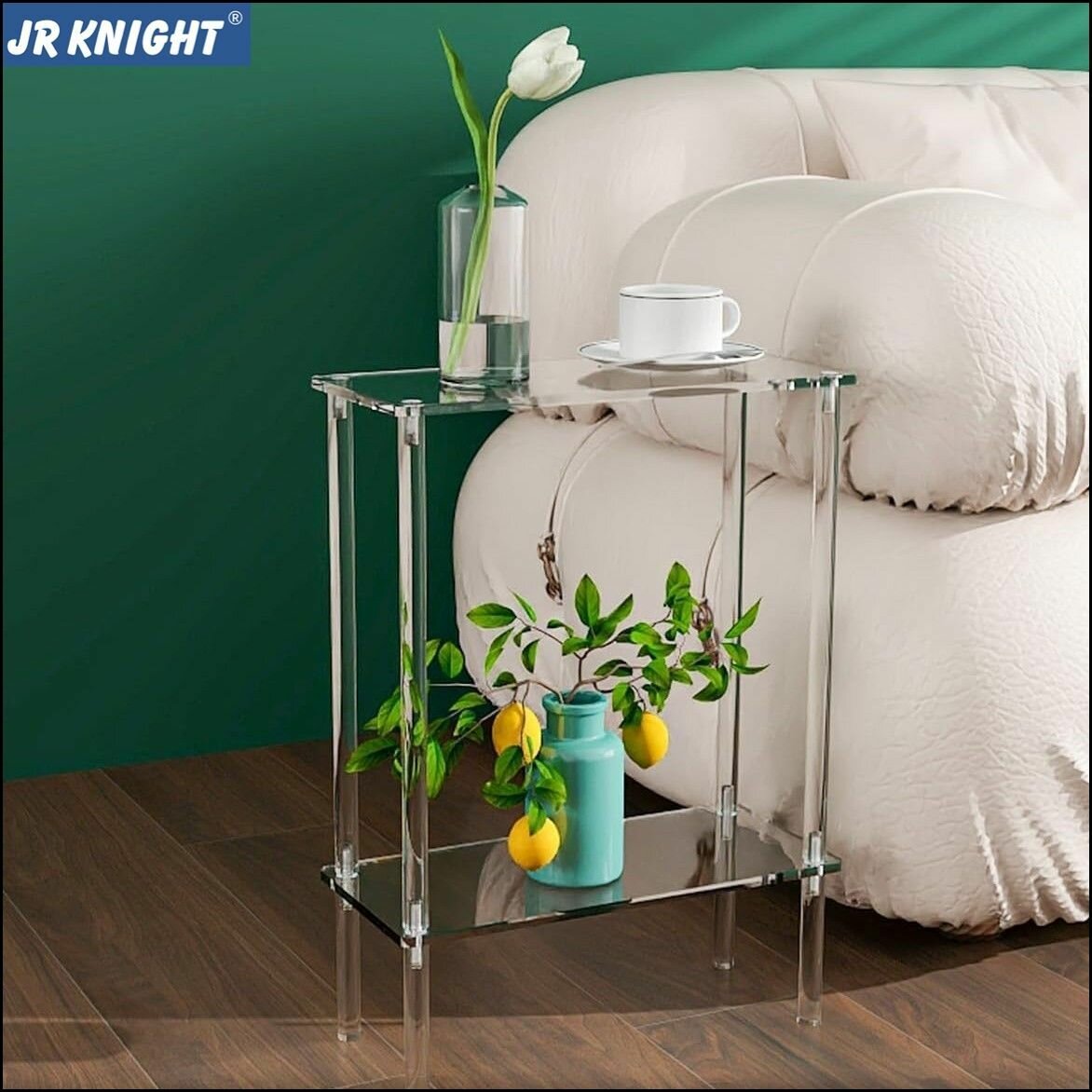 Акриловый журнальный столик, прозрачный приставной столик, 40x20x50 см