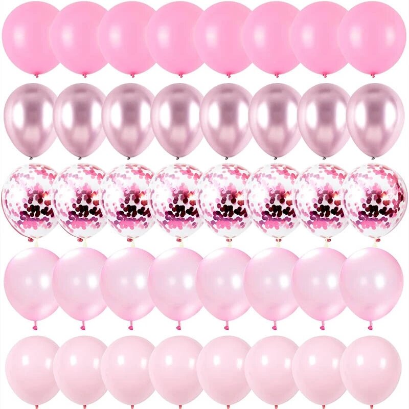 Розовые шарики для праздника, 40 шт, pink2