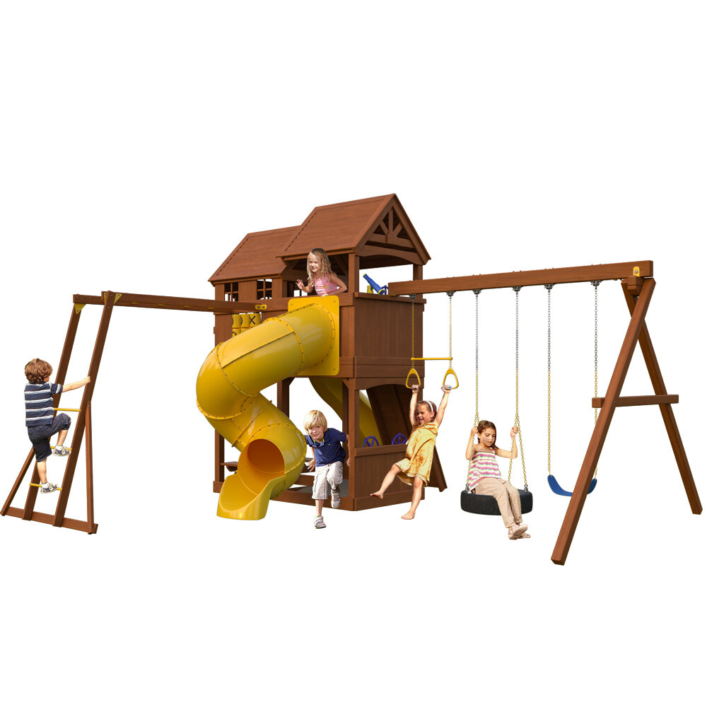 Игровой комплекс New Sunrise с винтовой горкой трубой и рукоходом