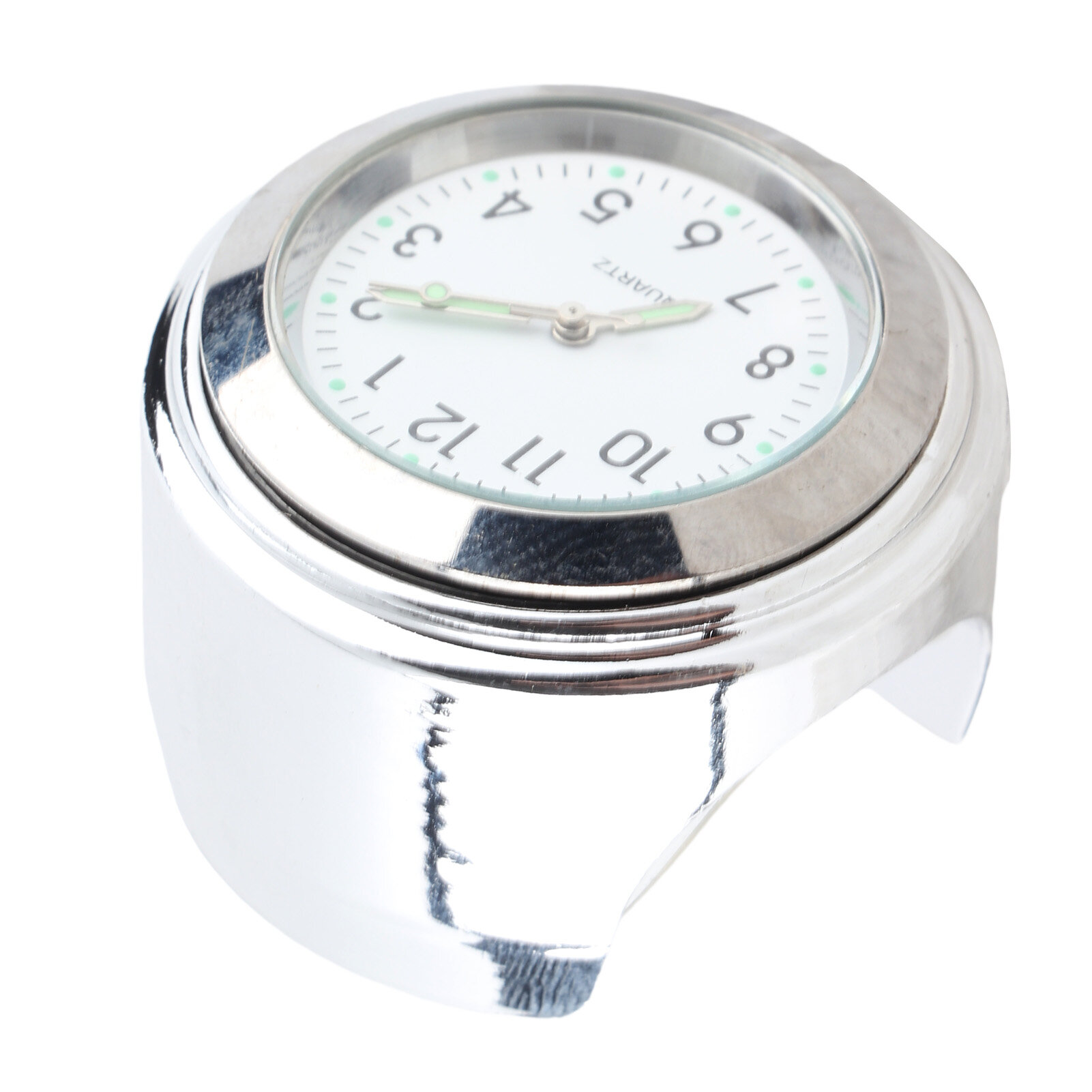 Часы с креплением на мотоцикл, круглые часы, алюминиевые, водонепроницаемые, с подсветкой, универсальные, для руля 7/8 дюйма-1 дюйма, белый