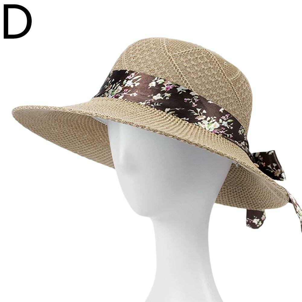 Женская летняя панама из полиэстера соломенная шляпа с лентой, солнцезащитная