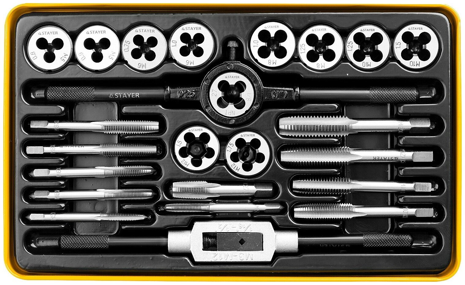 STAYER MaXCut, 24 предмета, легированная сталь, набор метчиков и плашек (28020-H24)