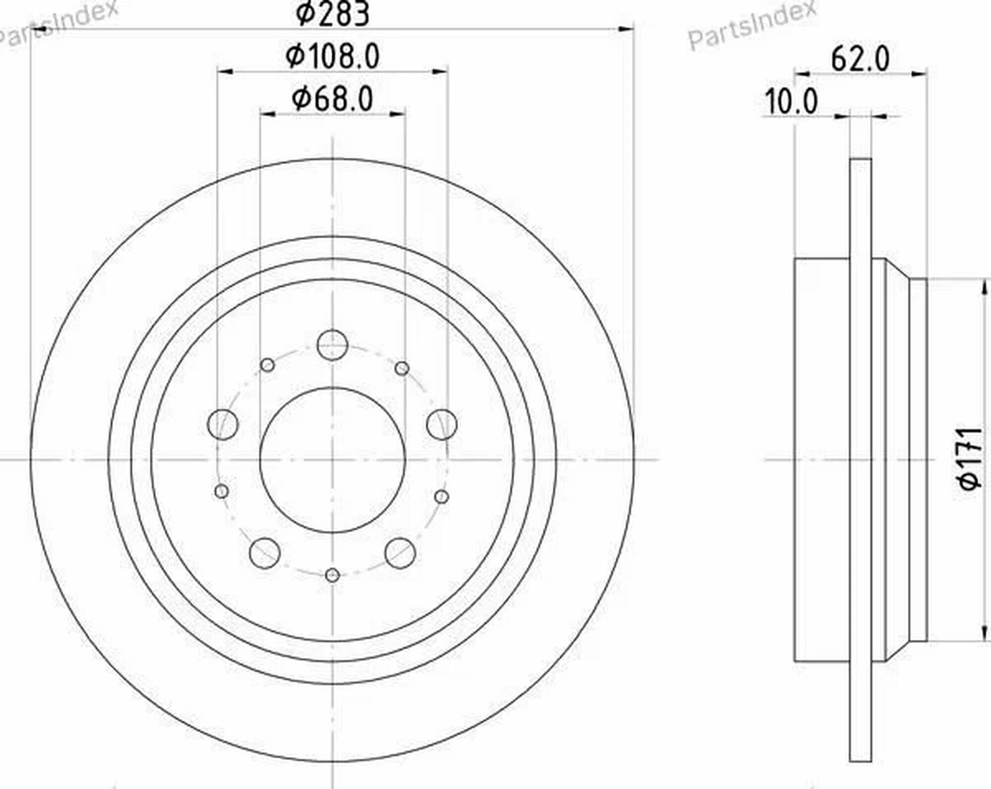 Диск тормозной Mintex MDC1352, для Volvo S70/V70, 1 шт