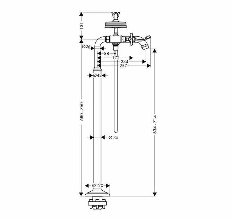 Ax 16 547 820 montreux смеситель для ванны, напольный (внешняя монтажная часть) 16547820 Hansgrohe