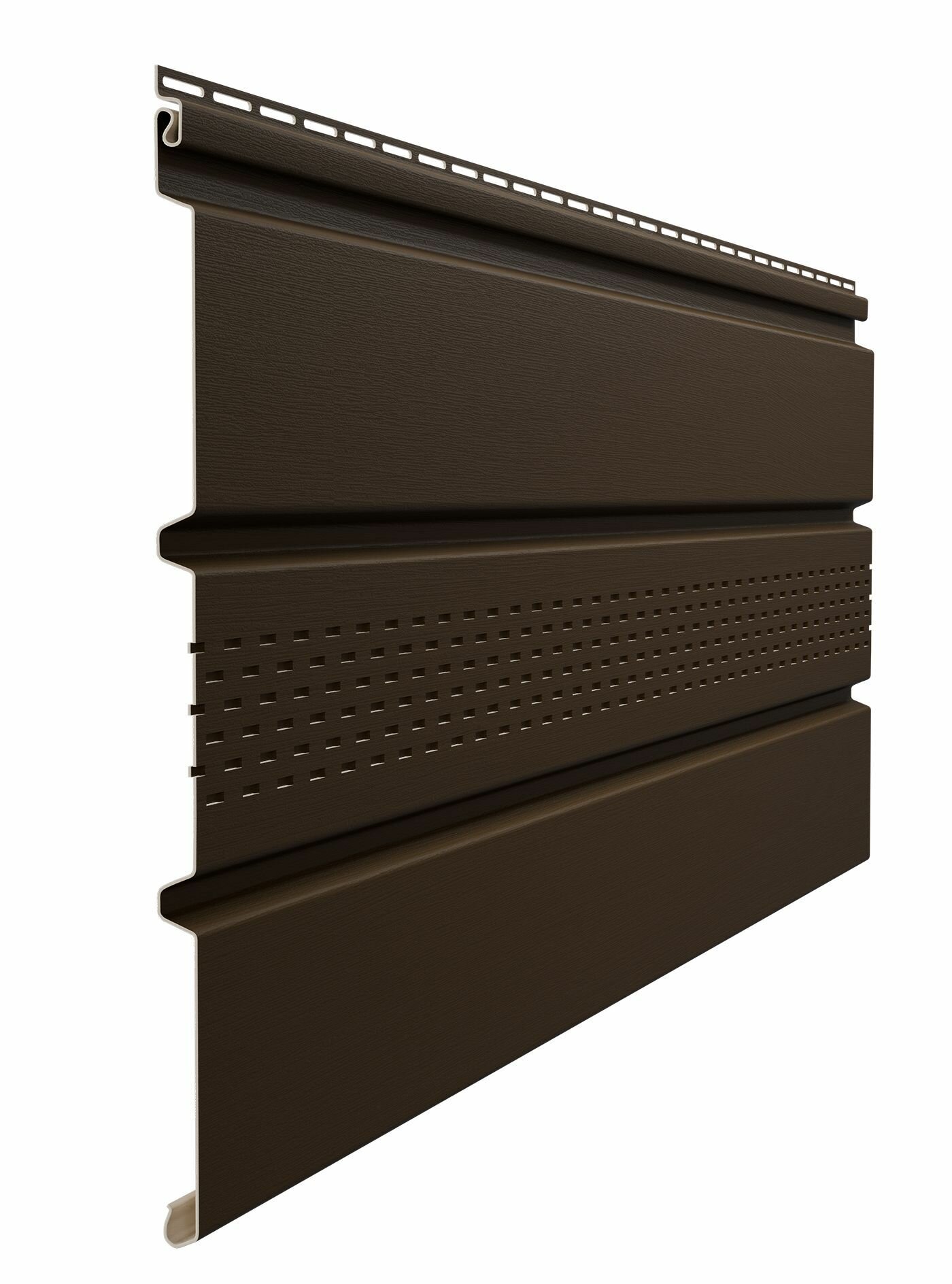 Софит пластиковый для кровли Docke Standard, T4 с центральной перфорацией, 20 шт. по 1,5 м, шоколад