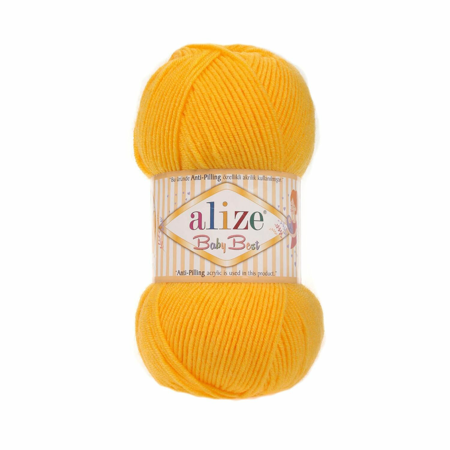 Пряжа Alize Baby Best 216 (5 мотков по 100г/240м) жёлтый