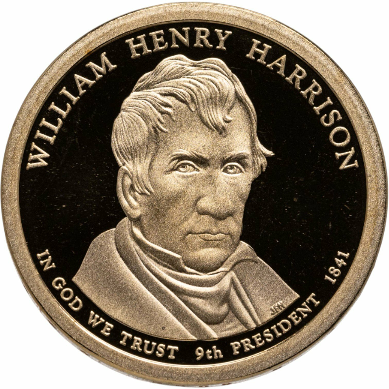 США 1 доллар 2009 S Уильям Генри Гаррисон 9-ый Президент США, знак монетного двора "S" - Сан-Франциско, Медь, в сохранности Proof