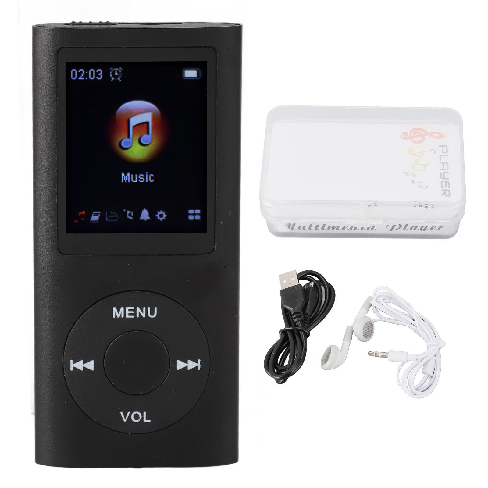 Портативный MP3 Music Player 1.8 -дюймовый экран TFT Hifi Sound 7 Режимы звукового эффекта USB Перезаряжаемый цифровой видео музыкальный проигрыватель Black с картой памяти 8G
