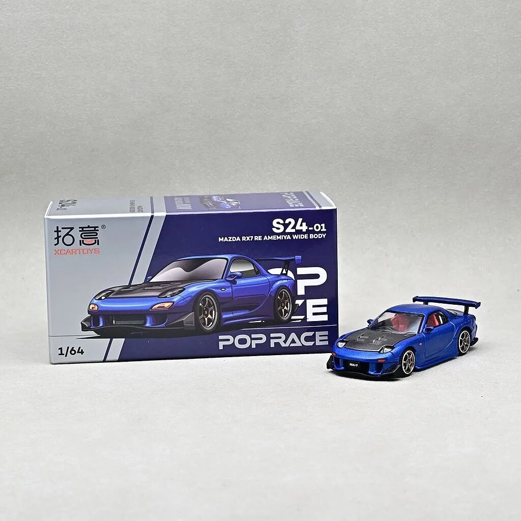 Машинка POP Race 1/64 S24-01 mazda rx-7 (FD) blue Die-cast Alloy Car Model Toy Gift