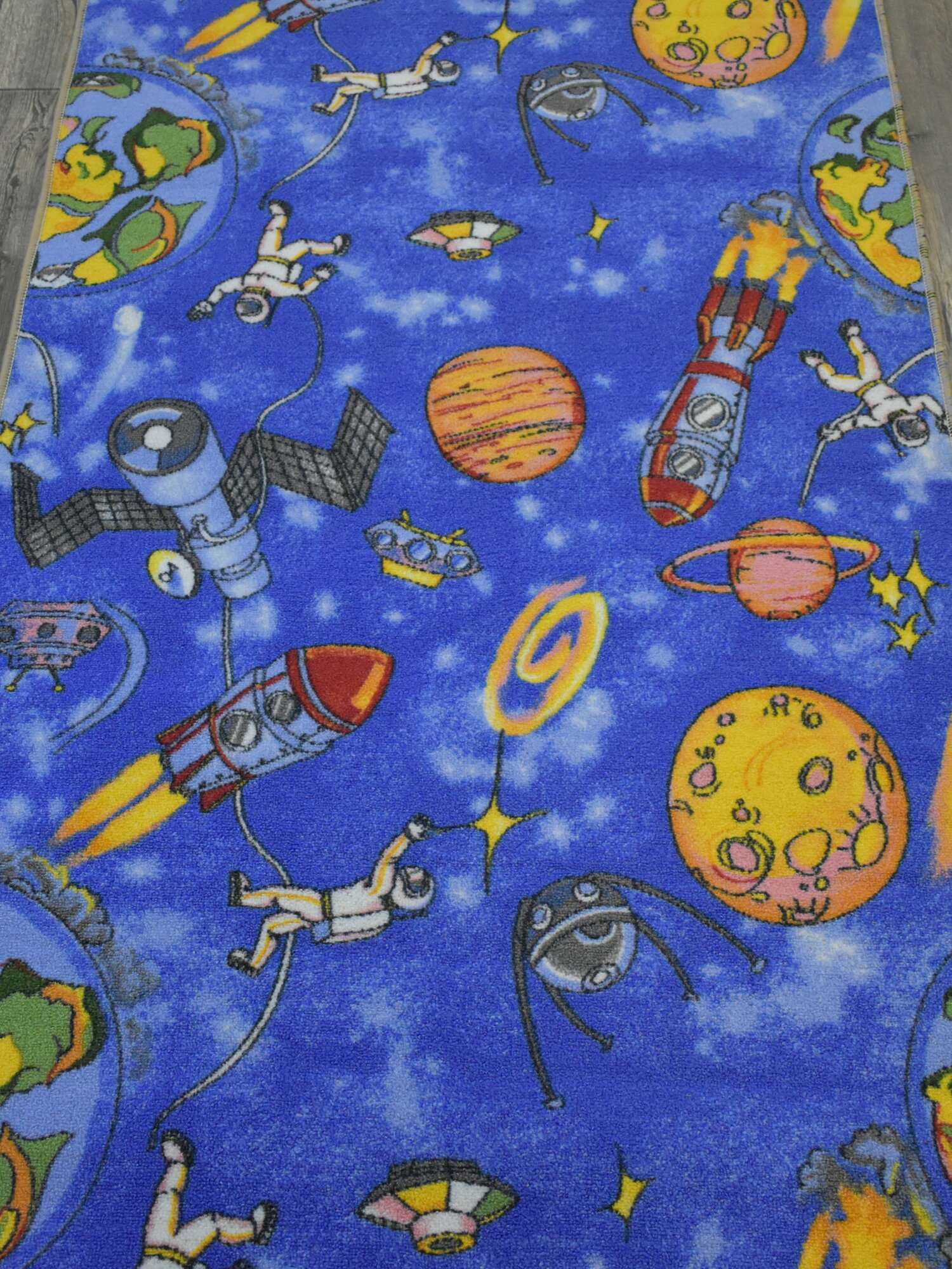 Ковровая дорожка на войлоке, Витебские ковры, с печатным рисунком, 1126, космонавты, разноцветная, 1*4 м