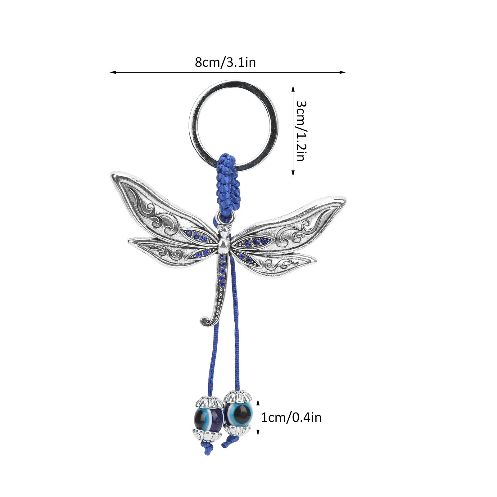 4 шт. брелок для ключей «Стрекоза сглаза» синяя веревка плетеный сплав винтажный брелок для ключей «Стрекоза сглаза» сумка-подвеска Декор