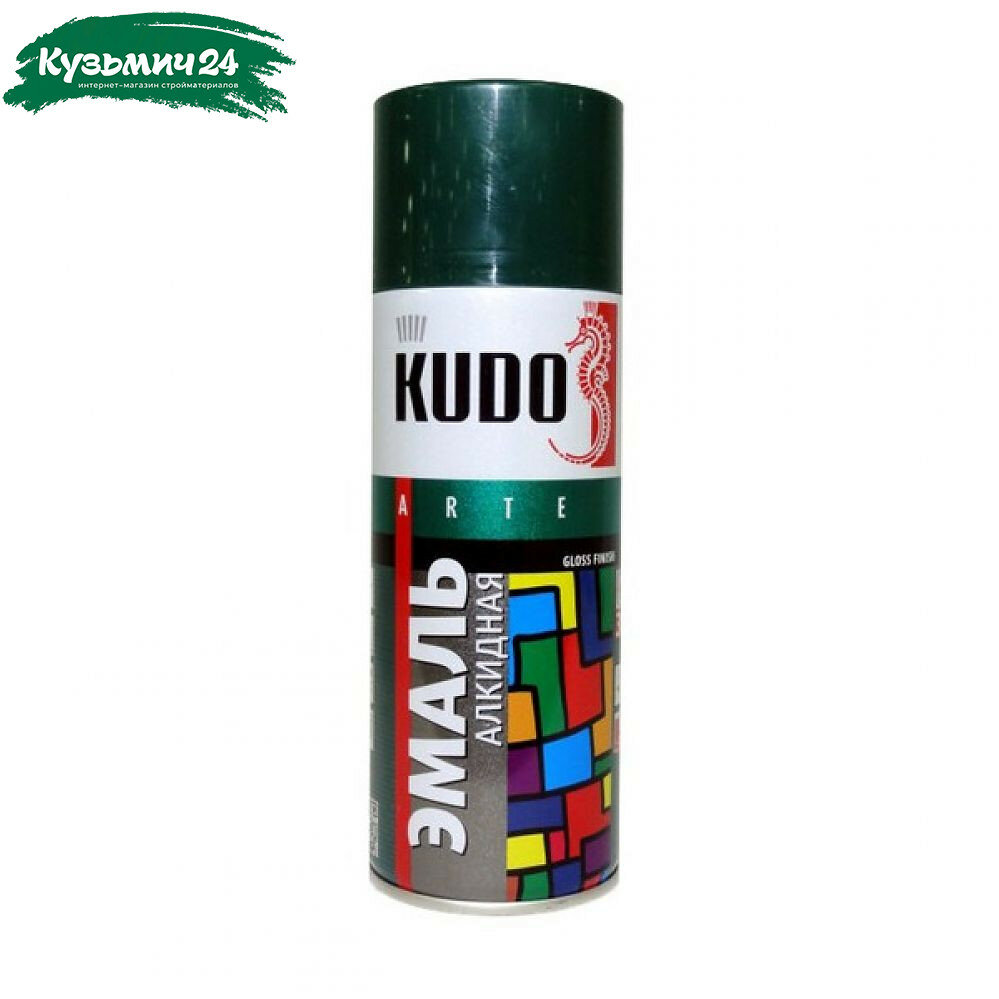 Эмаль Kudo высокопрочная, алкидная, темно-зеленая, 520 мл KU-1007, 1 шт.