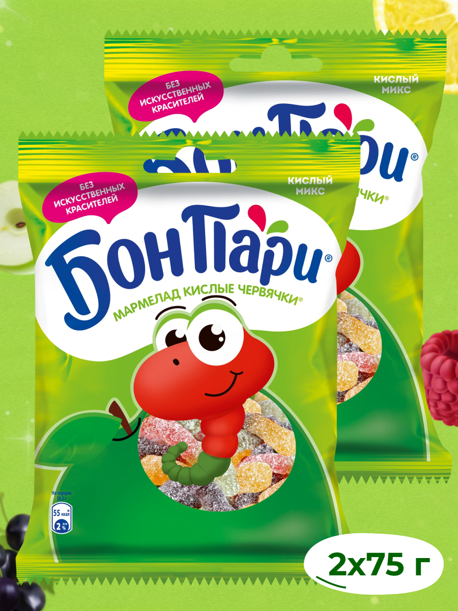 Мармелад жевательный червячки 2 шт по 75 г