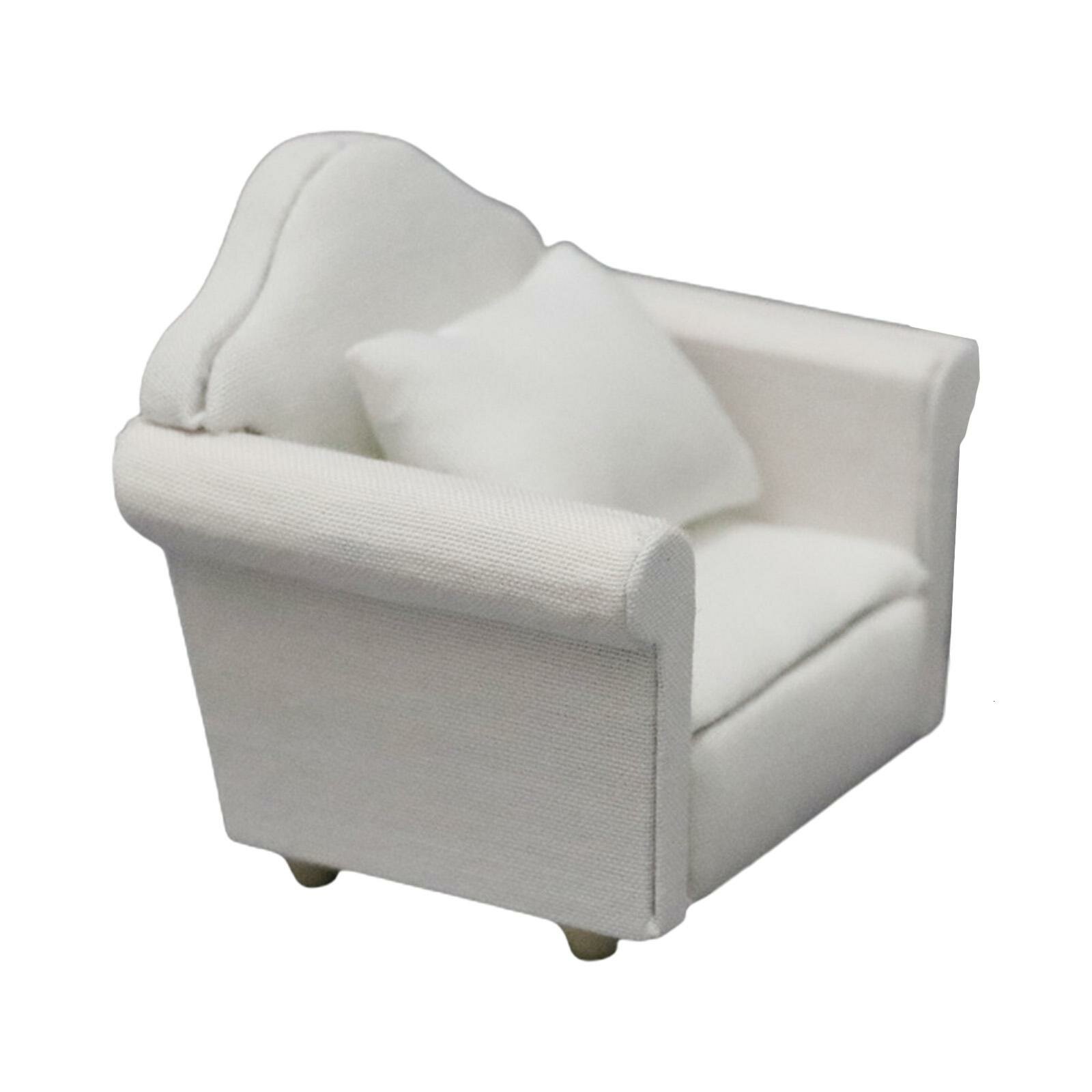 Мини-диван для кукольного домика в масштабе 1:12-Чисто-белый 06