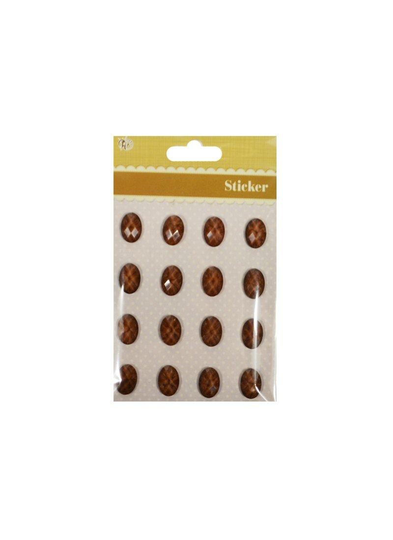 Стикеры имитация дерева на картонке Овальные (11034703) (1,8х1,3) (16шт) (подвес) (упаковка)