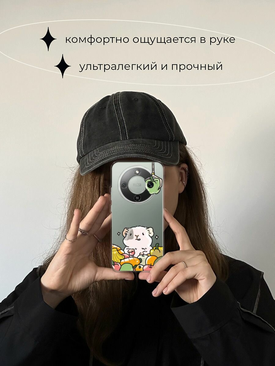 Чехол на Honor X9d / Хонор X9d с принтом Пирующая морская свинка, прозрачный — фото 1