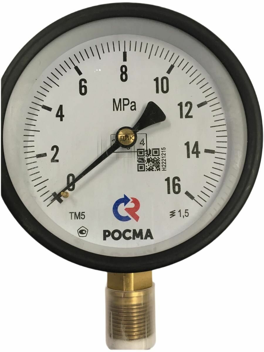 Манометр ТМ-510Р 160кгс/см2 (16MPa, 160 бар, 160 атмосфер) с поверкой резьба M20x1.5 корпус 100 мм класс точности 1,5 корпус-сталь росма
