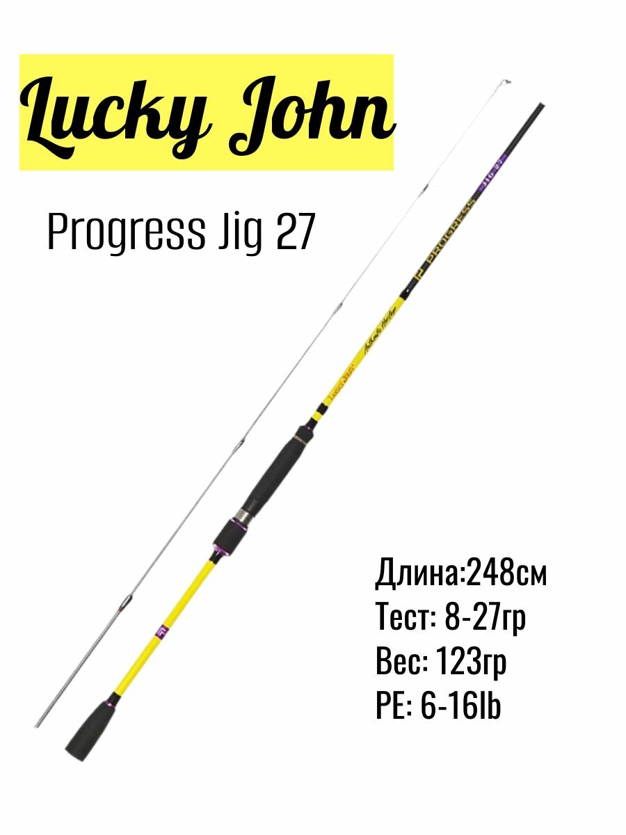 Спиннинг Lucky John Progress JIG 27, длина 2.48м, тест 8-27гр