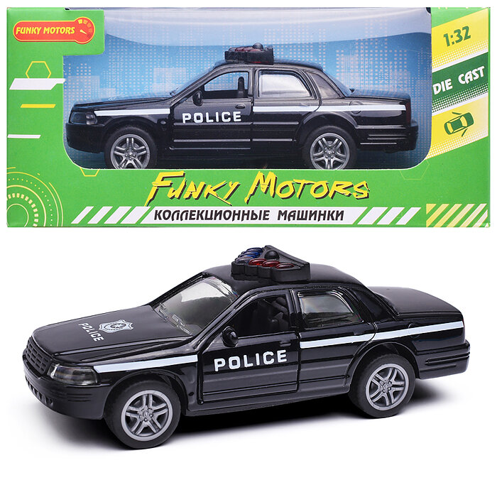 Машина игрушечная Funky Toys Черная служебная Купе die-cast, 1:32, открывающиеся двери, инерционный механизм FT1101-85