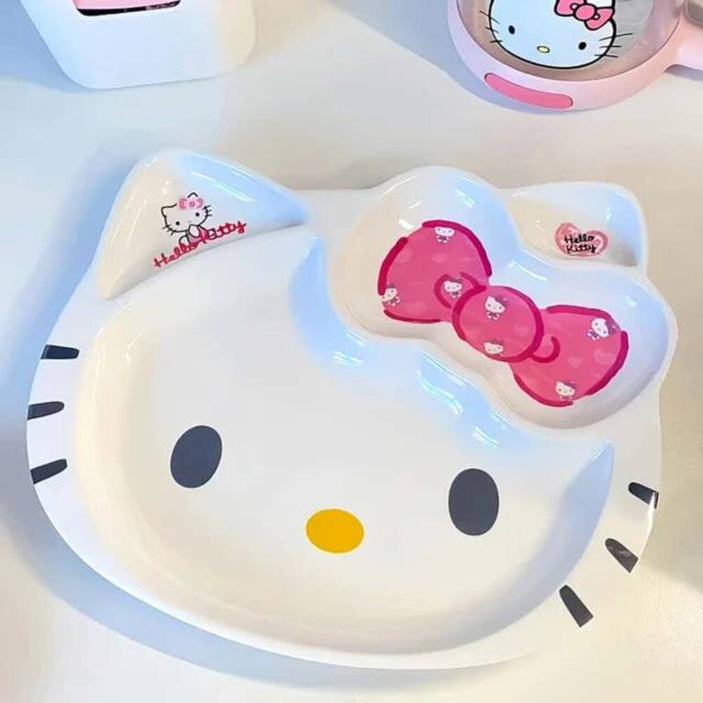 Тарелка для дома Hello Kitty, мультяшная, милая и изысканная, креативная, с принтом, тарелка для пельменей, тарелка для закусок и десертов, фруктовая тарелка, оптовая продажа.
