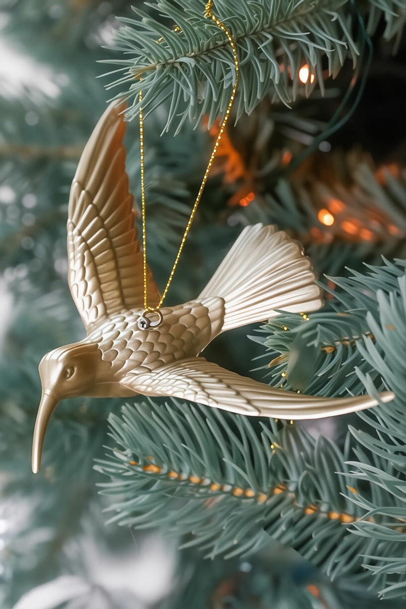 Ёлочная игрушка колибри лулу, пластик, золотая, 14 см, Winter Deco 1000411