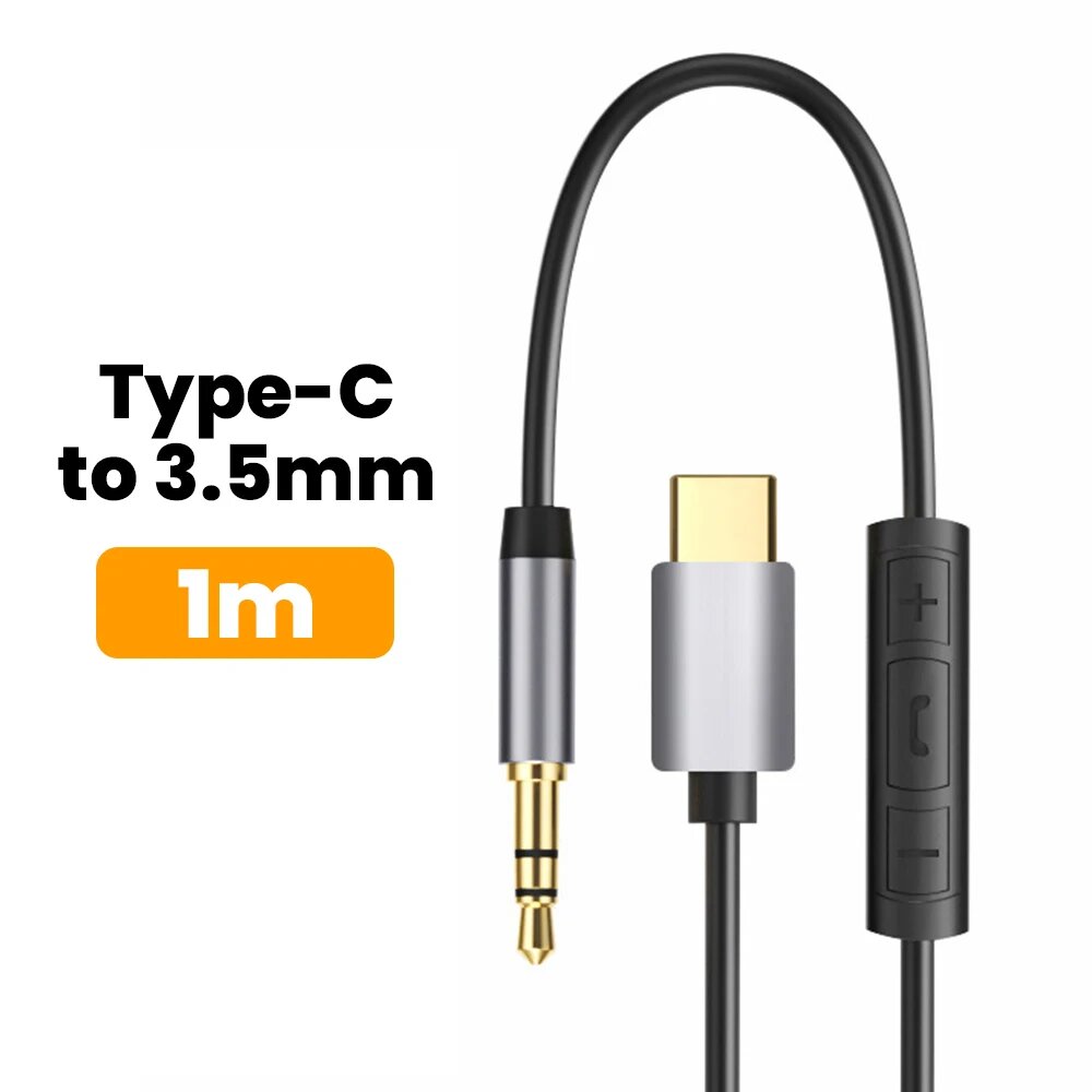 Аудиокабель типа C на 3,5 мм с линейным управлением типа C «папа» на разъем 3,5 мм AUX Кабель-переходник для iphone 15 16 Samsung