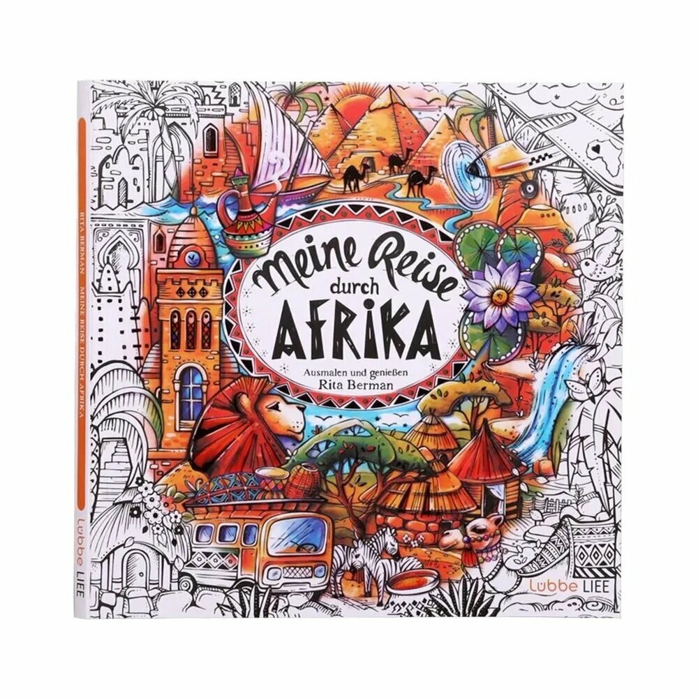 Раскраска антистресс для детей и взрослых "Meine Reise durch Afrika coloring book"