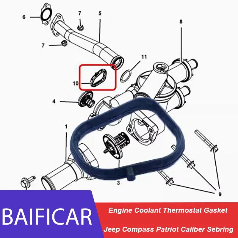 Совершенно новая оригинальная прокладка термостата охлаждающей жидкости двигателя Baificar 04884572 AA для Jeep Patriot Compass Dodge Caliber Sebring 2.0 2,4 л