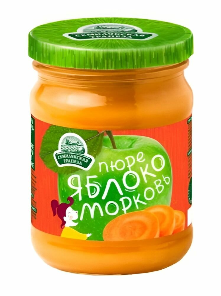 Семилукская трапеза Пюре фруктовое с сахаром Яблочно-морковное, 470 грамм, 1 банка