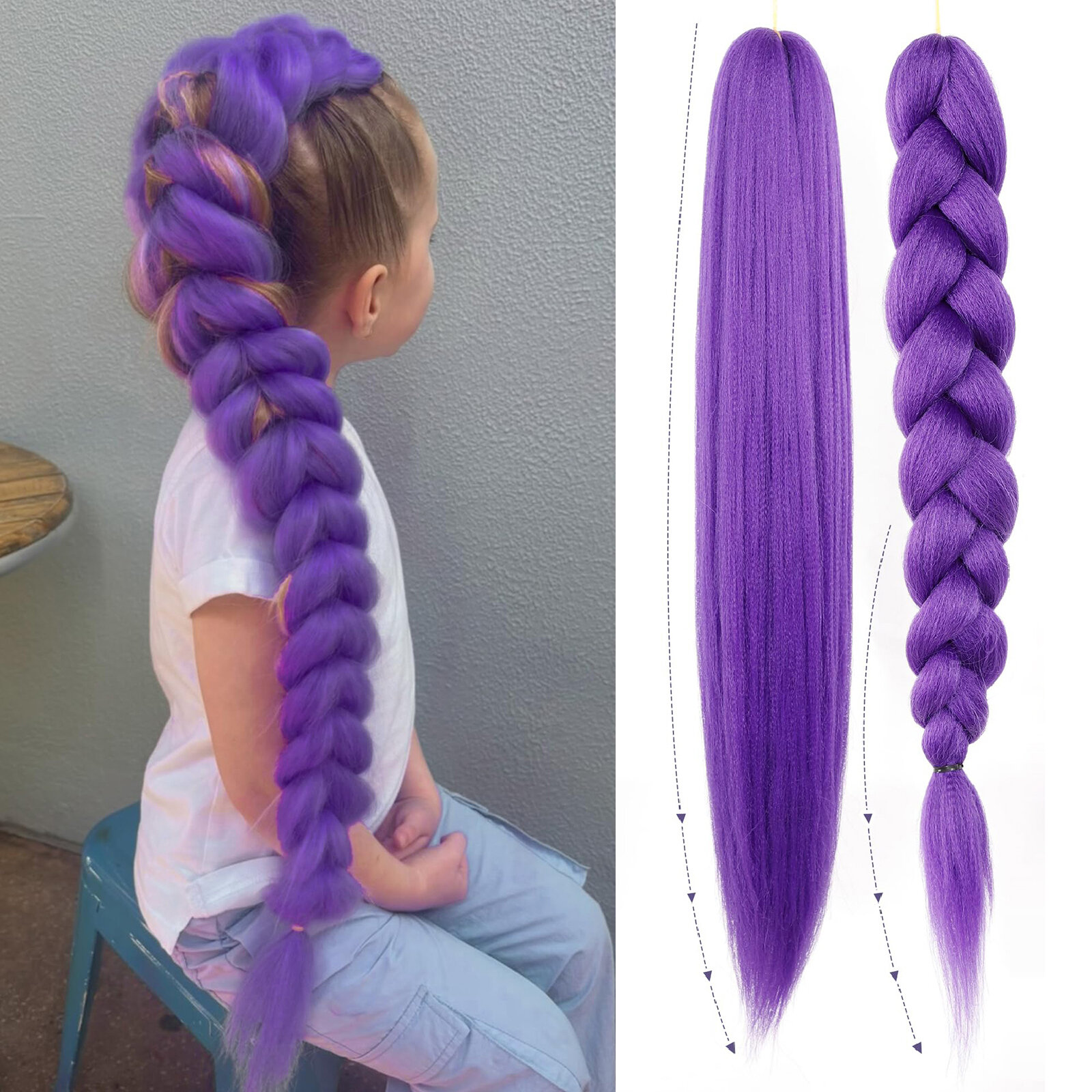 2 длинные фиолетовые косы в стиле Руми из команды охотников на ведьм идеальный аксессуар для образа на Хэллоуин