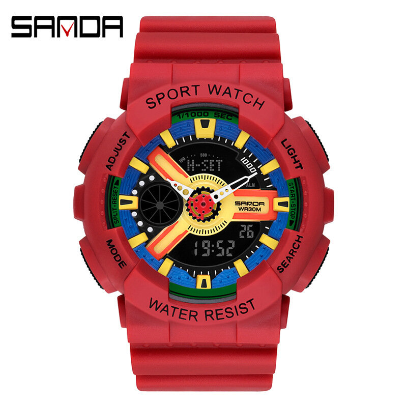 Санда Корейская модная тенденция Микро бизнес Светящийся Электронный Спортивный Тренд Студенческий Корейский Конфетный Детский Парный Часы