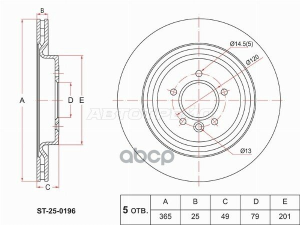 Диск тормозной (Сзади) Land Rover Range Rover 12-22 / Range Rover Sport 13-22 Sat арт. ST-25-0196