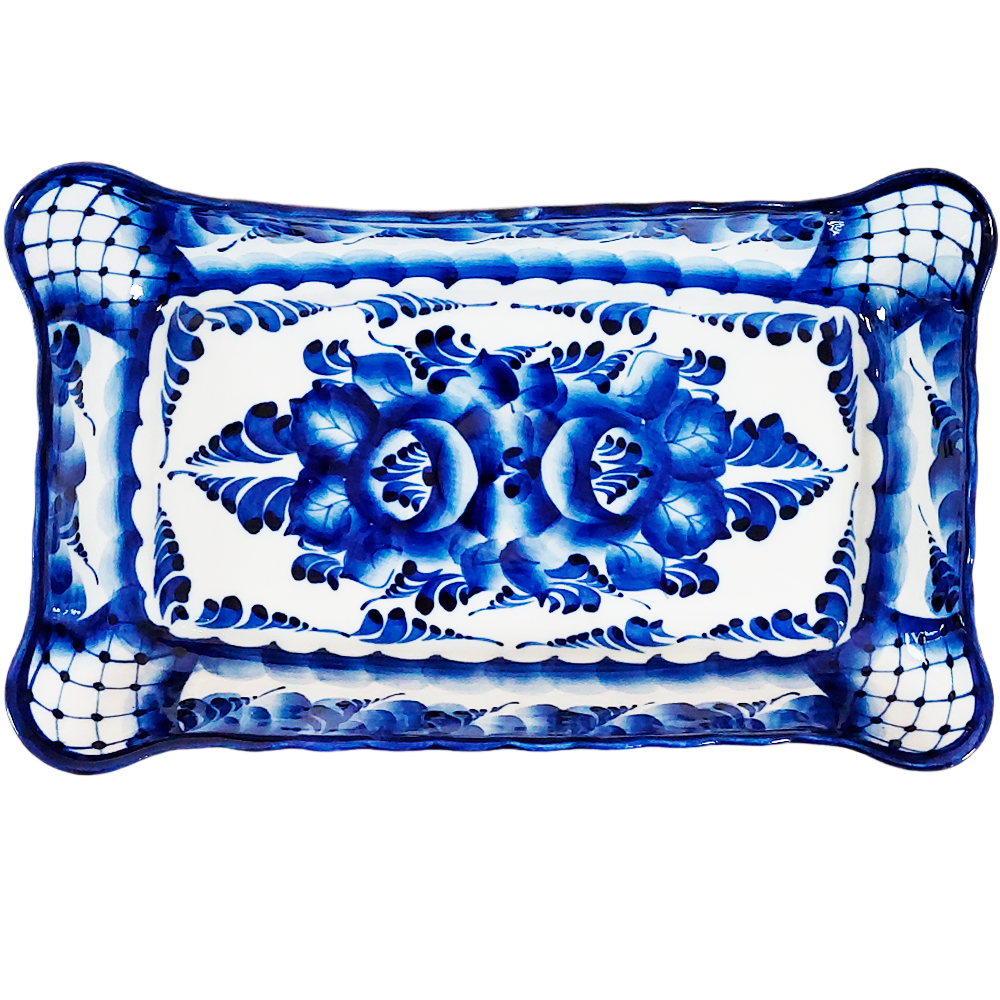 Фарфоровый салатник ручной работы "Фаворит", гжель