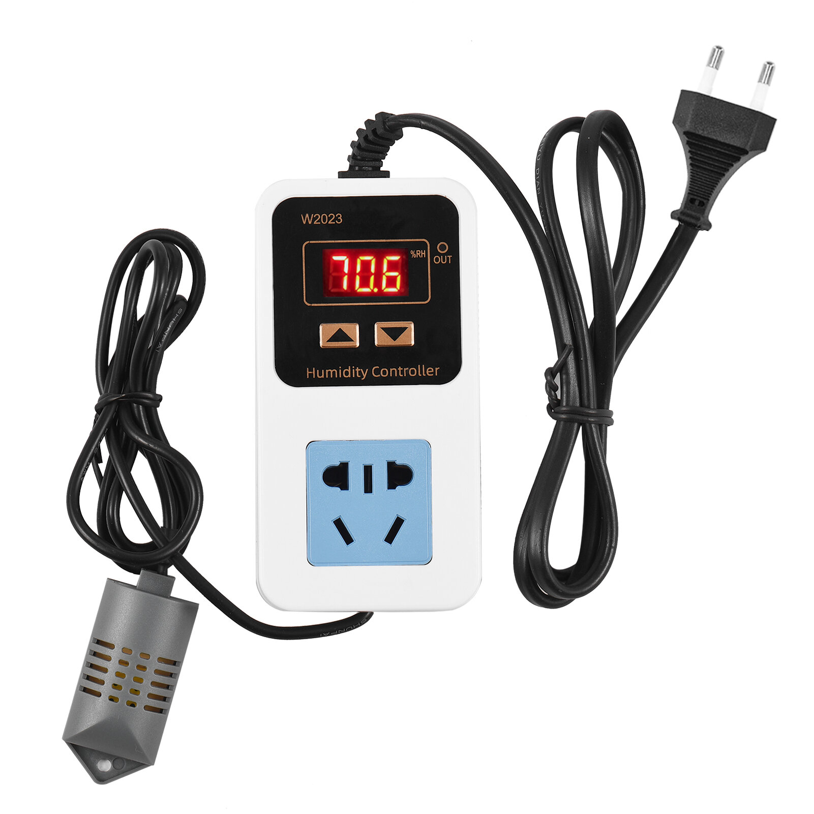 110-220V 10A 1500W Electronic Humidity Controller Intelligent Digital Display Control Switch with Sensor Wall Mounted Humidification Dehumidification Outlet