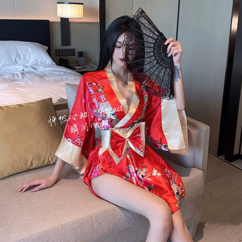 Соблазнительное нижнее белье Hanuo Deep V, кимоно гейши, боевой халат, соблазнительное косплей ночное платье, пижама