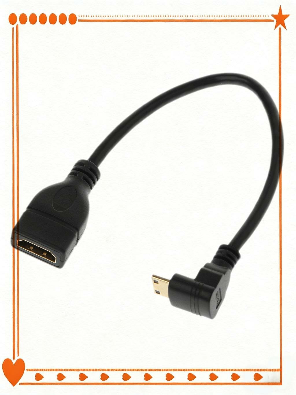 Угловой переходник Mini USB HDMI male на HDMI female 90 градусов, Наклоняйся вверх