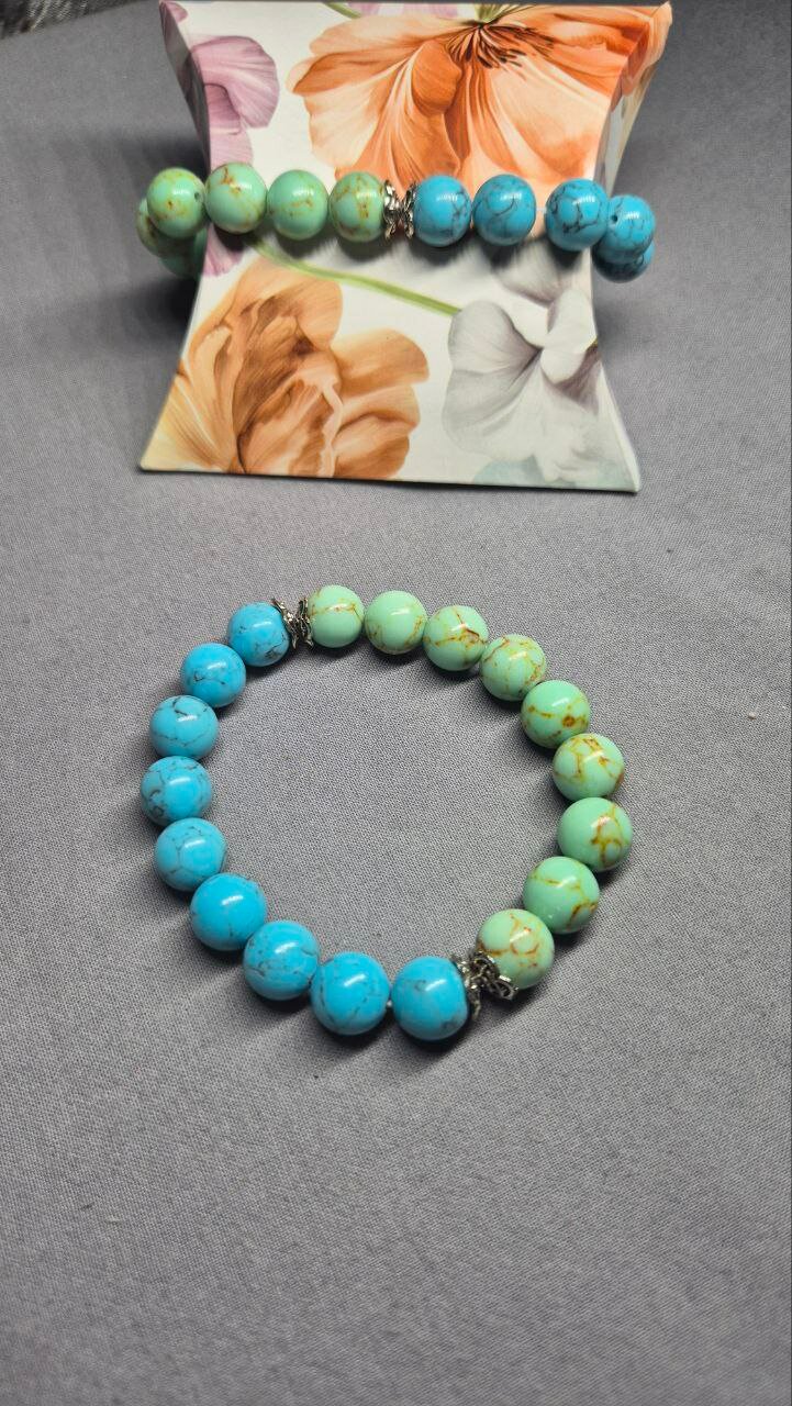 Плетеный браслет, бирюза
