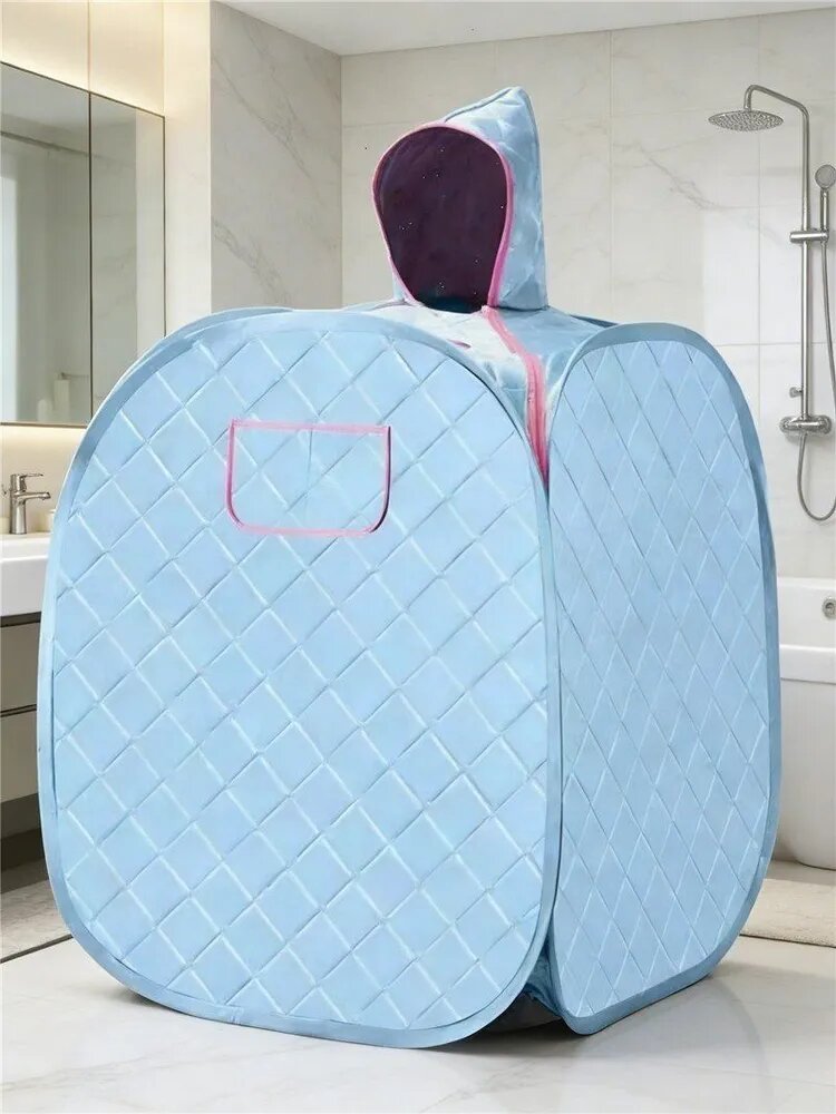 Портативная мобильная паровая сауна голубого цвета для бани из пластика, 35.5x37.5x35.5 см