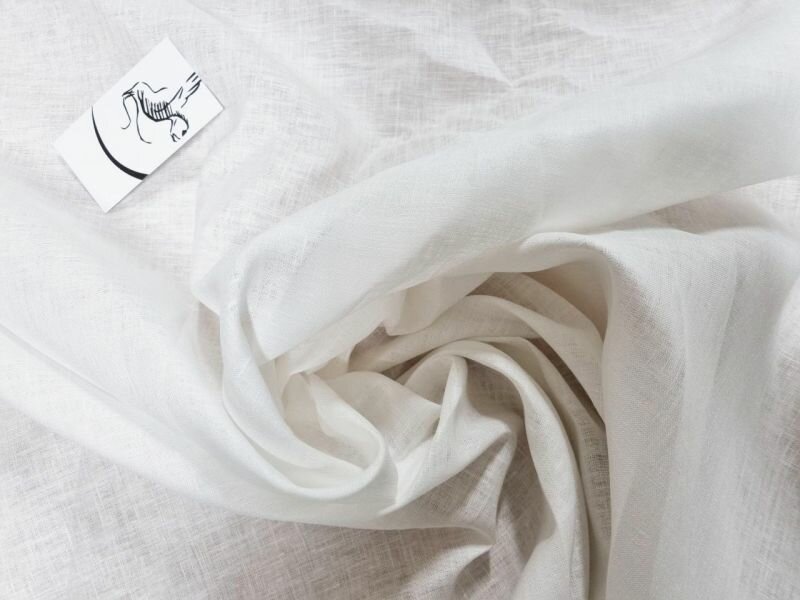 1 м. Ткань 100% лён белого цвета для пошива летней одежды - ткань Белорусский лён 100% отрез 100/150