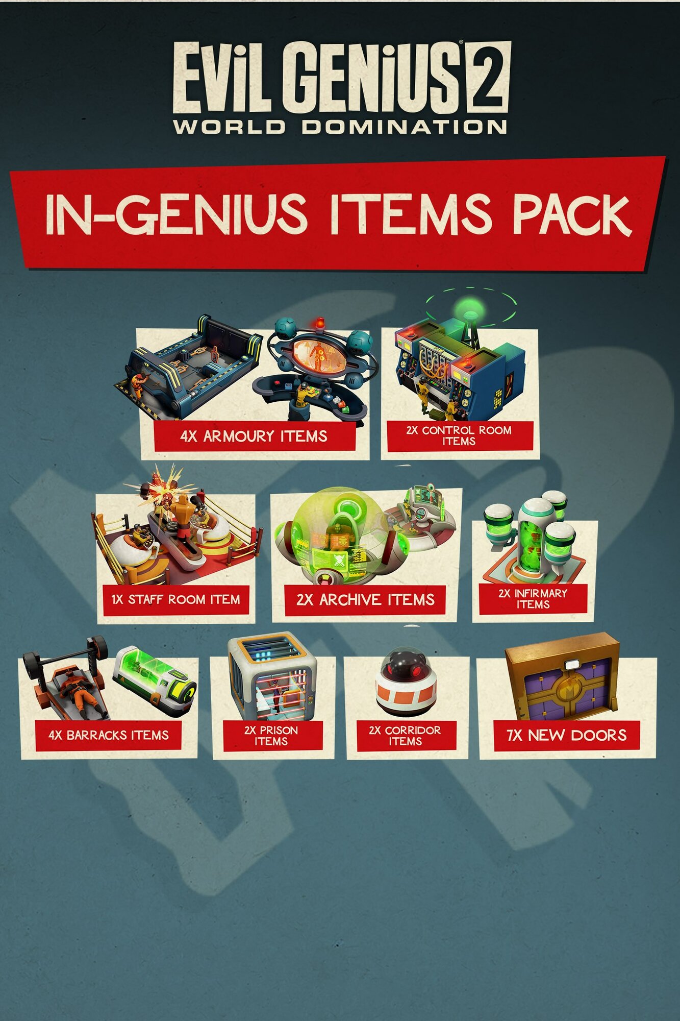 Evil Genius 2: In-Genius Items Pack — DLC — дополнение (DLC) для Xbox / Microsoft Store · Xbox One, Xbox Series X|S · цифровой ключ · нужна базовая игра