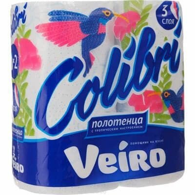 Veiro Полотенца бумажные кухонные Colibri 3 слоя 2 рулона белый