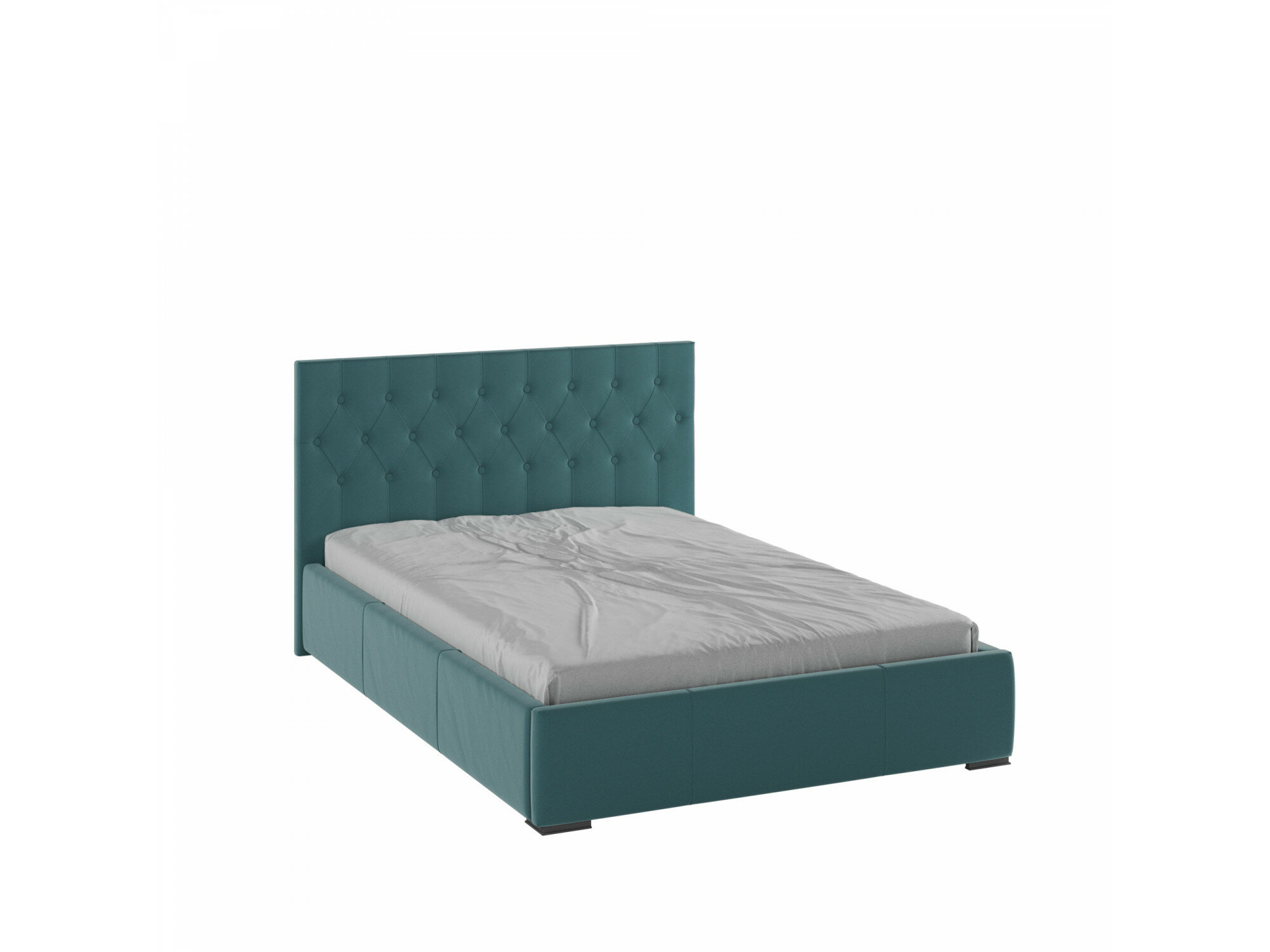 Кровать интерьерная, велюр 140, велюр бирюза ромб, ортопедическое основание